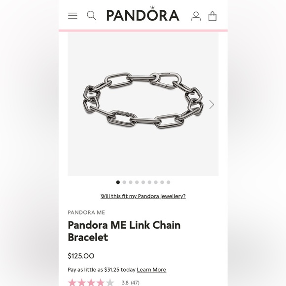 Pandora | Jewelry | Pandora Me Link Chain Bracelet Ruthenium Plated 69 ...